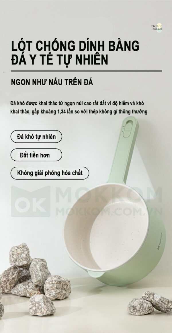 Nồi điện đa năng MK375 - Mokkom | Kèm lồng hấp dùng đủ cho 4 người